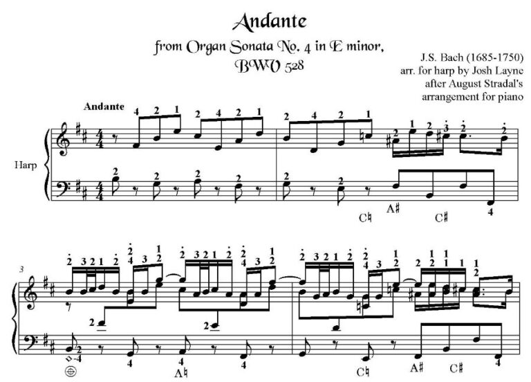 Andante from Bach’s Organ Sonata No. 4 in E minor, BWV 528 (PDF) – Josh Layne’s online store